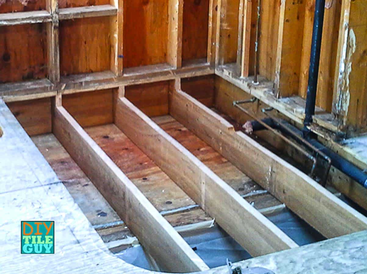 Here are 3 ways to Recess a Wood Subfloor for a Curbless Shower